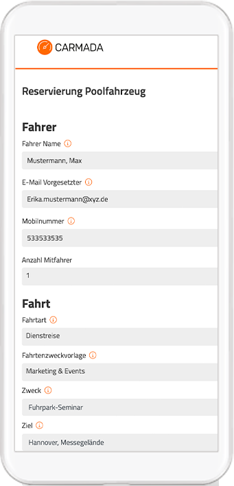 Poolfahrzeug-Management Carmada - Fuhrparkmanagement in der Cloud